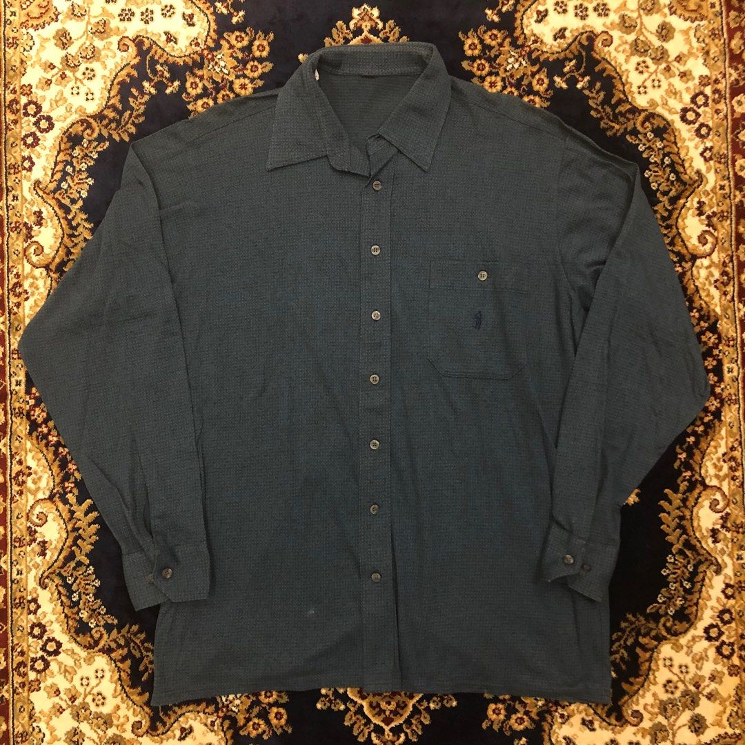 Vintage Button Down Long Sleeve Polo Mens Fashion Tops And Sets