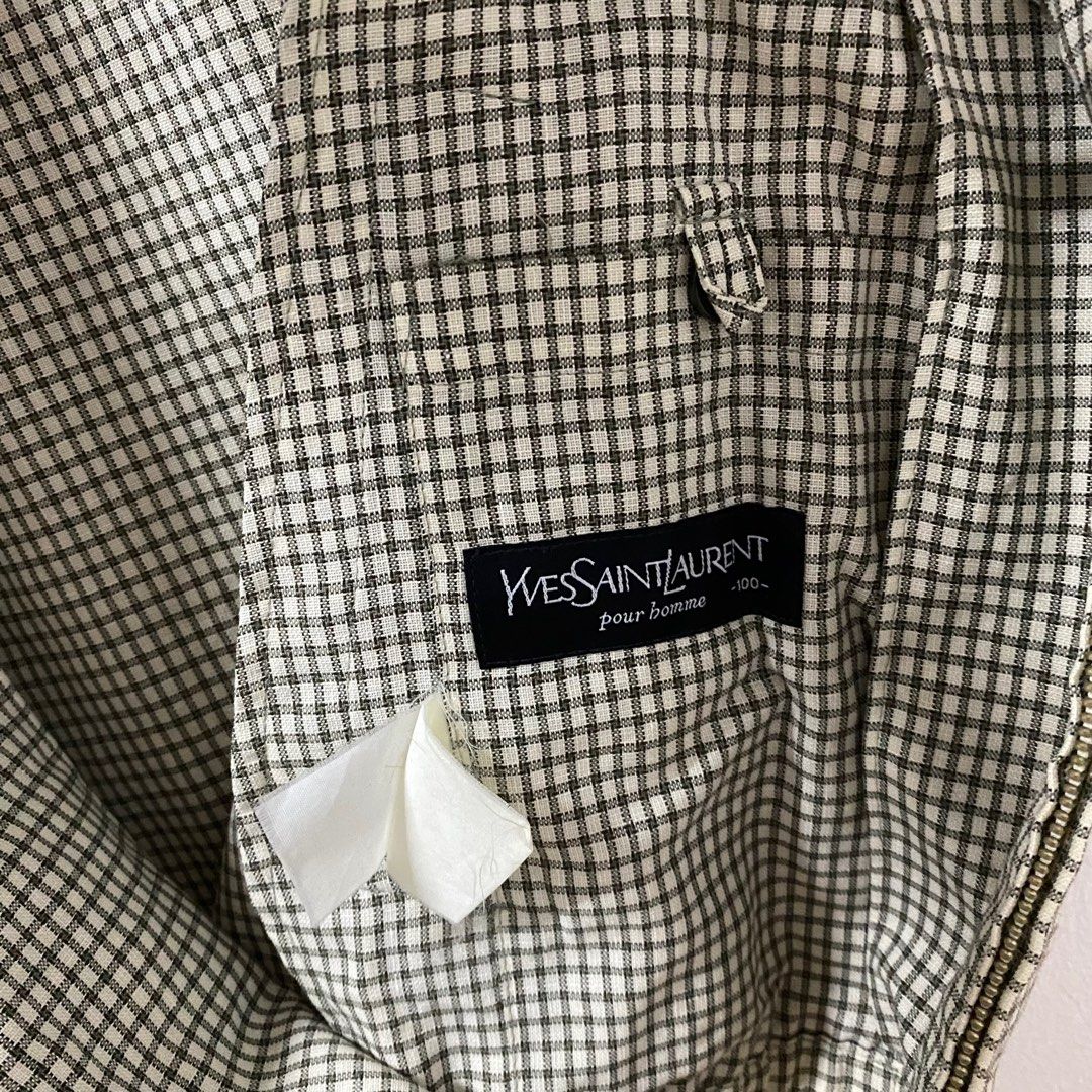 Vintage YSL plaid (cream) jacket, Men's Fashion, Coats, Jackets and ...