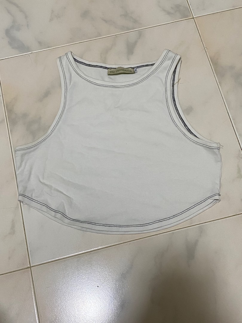white racer top, Women's Fashion, Tops, Sleeveless on Carousell
