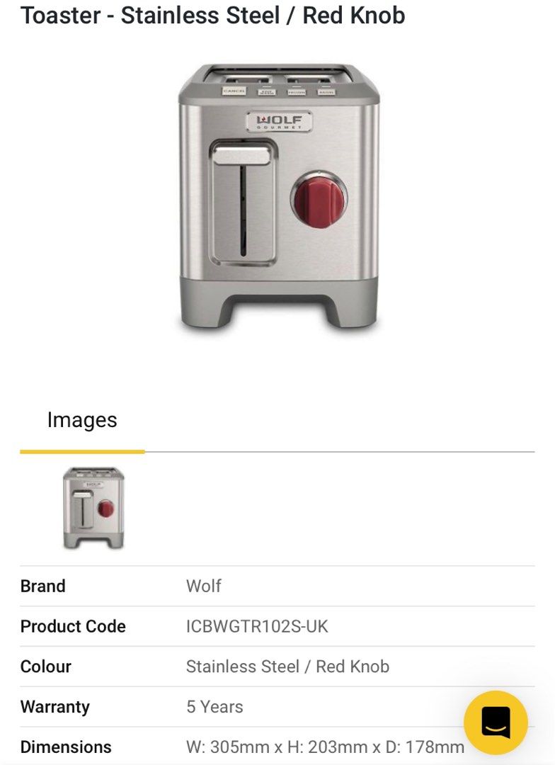 Wolf Gourmet - 2 Slice Toaster ICBWGTR102S-UK, 家庭電器, 廚房電器, 焗爐及多士爐 ...