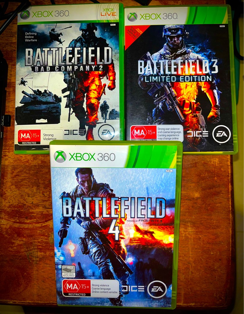 XBOX 360 “Battlefield 2,Battlefield 3, Battlefield 4” [SET] FROM ...