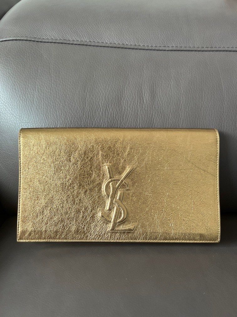 YSL gold evening clutch, Luxury, Bags & Wallets on Carousell