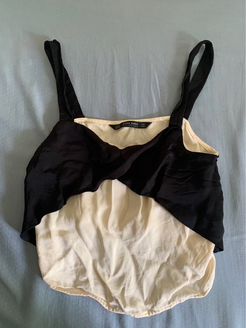 Zara Black and White Sleeveless Top, Women's Fashion, Tops, Sleeveless on Carousell