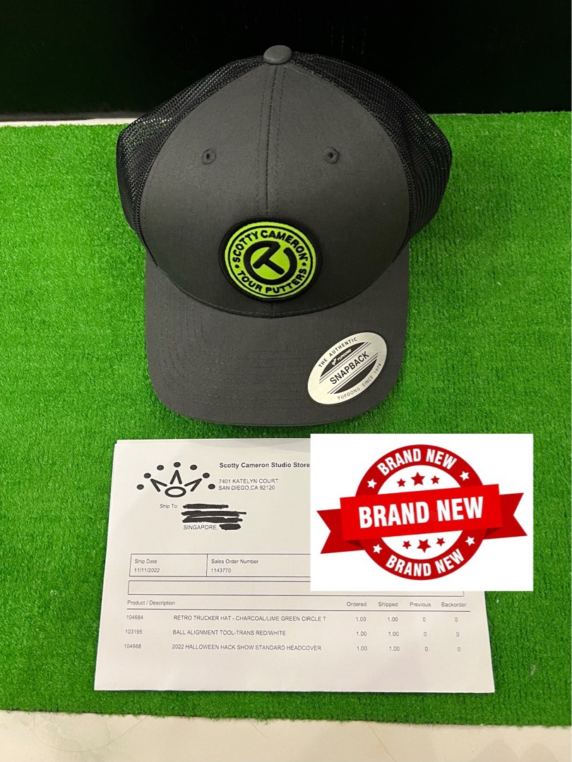 2022 NEW Scotty Cameron Hat - Circle T - Mesh Snapback - Charcoal/Lime ...