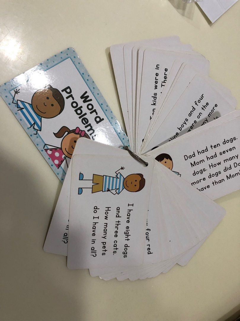 72 math word problem flash cards, Hobbies & Toys, Toys & Games on Carousell