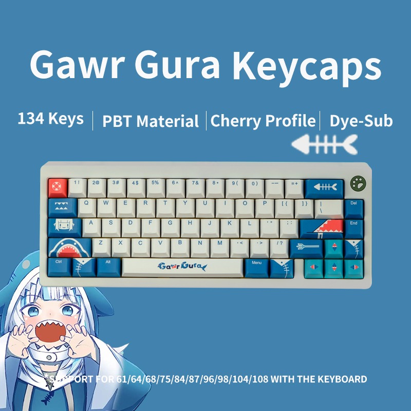 [SG Local Stock] Gawr Gura Keycaps | 134 Keys | Cherry Profile | PBT ...