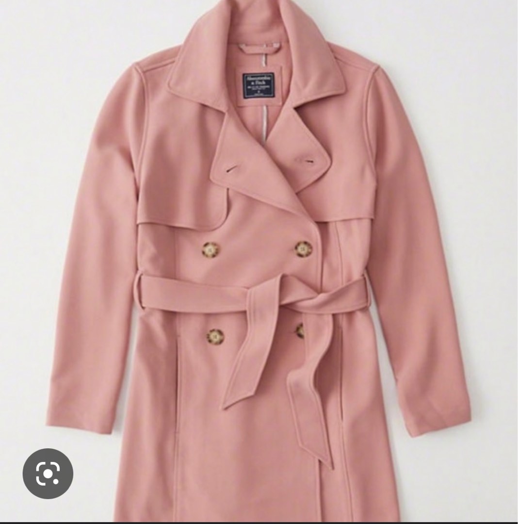 Abercrombie & Fitch women drapey trench coat(baby pink), 女裝, 外套及戶外衣服 - Carousell