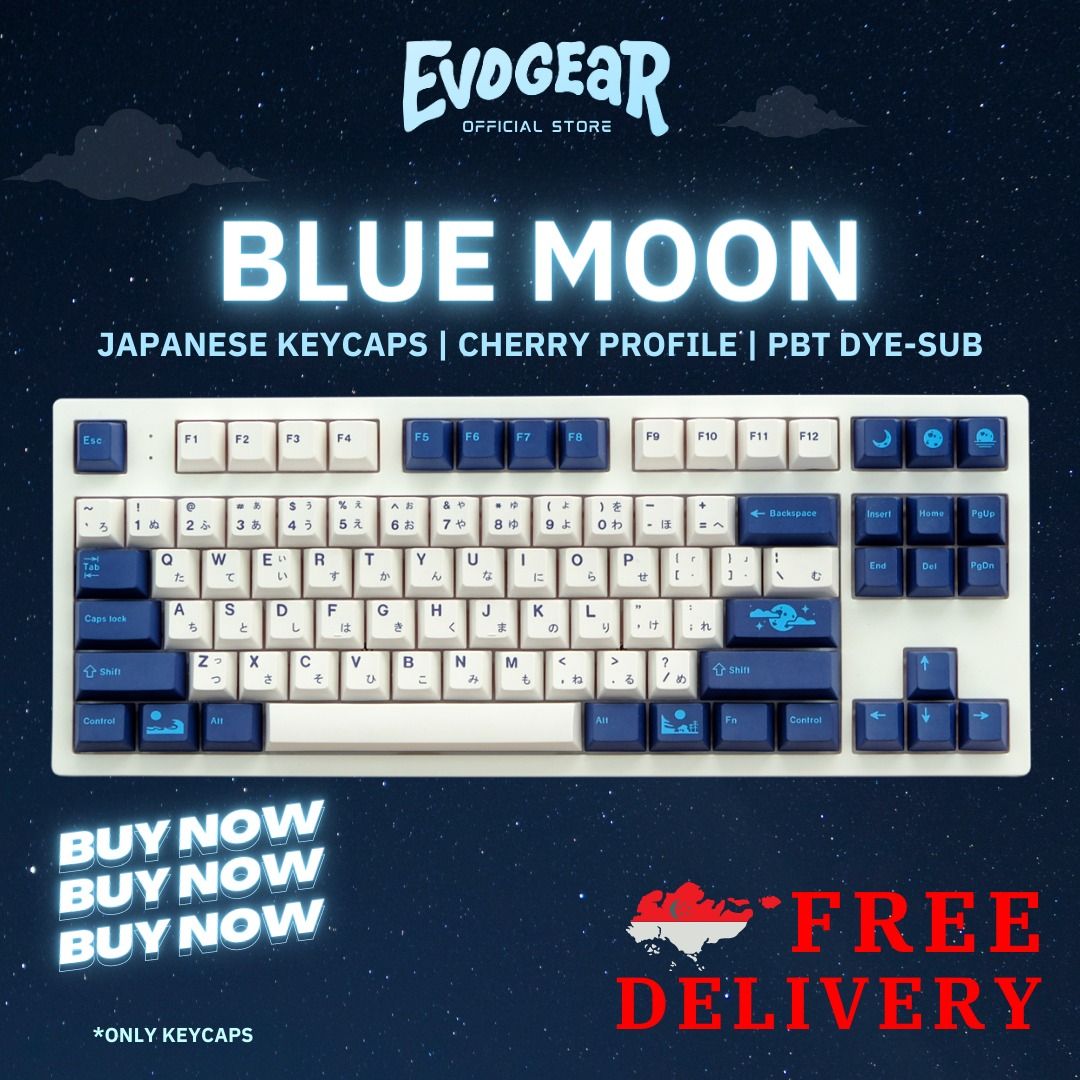 Blue Moon Keycaps | Japanese Keycaps | Cherry Profile | PBT Dye-Sub ...