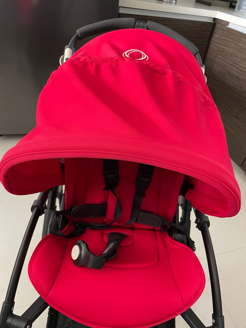 Bugaboo Bee 3 black structure with red canopy, Babies & Kids, Going Out ...