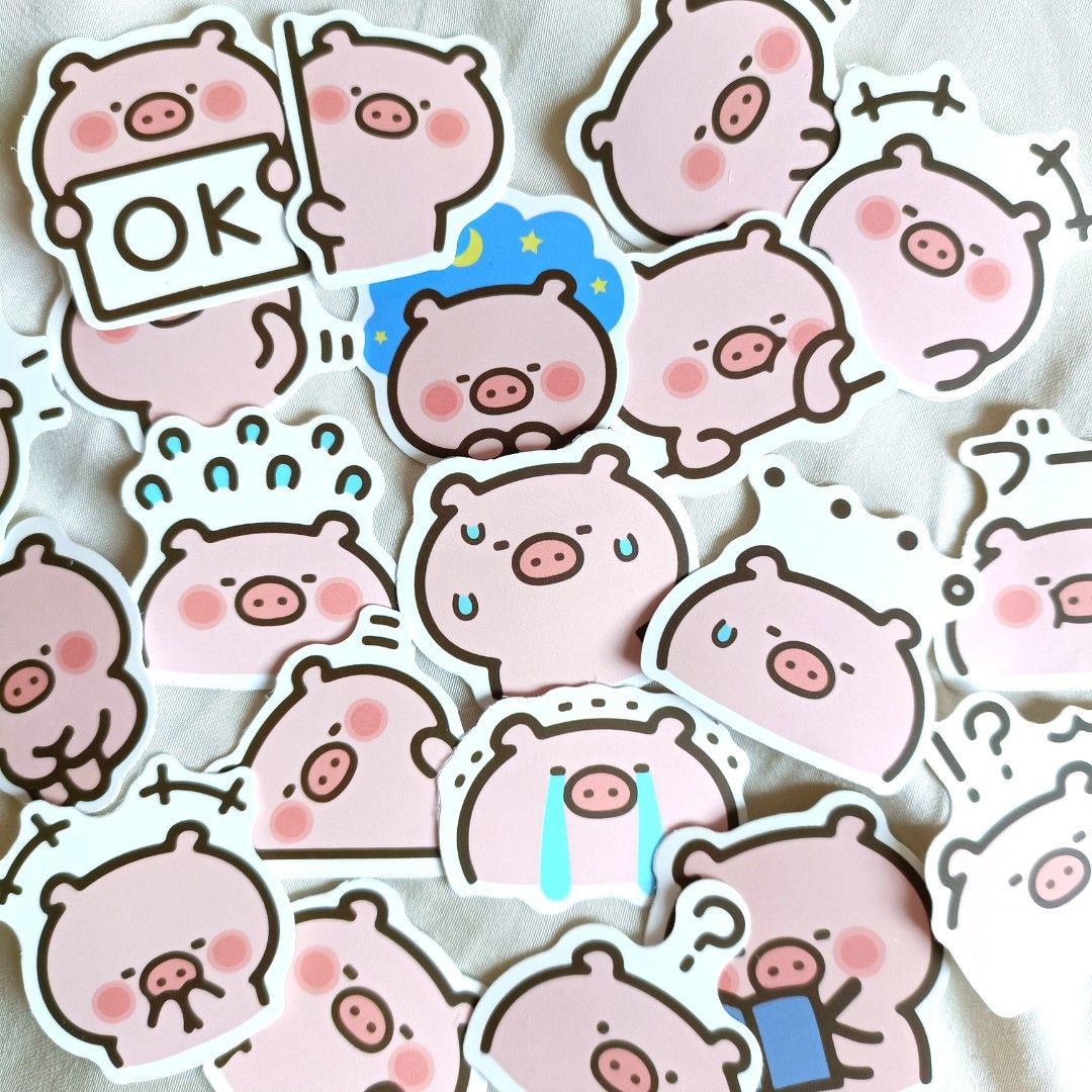Cute pig stickers // for mobile, drawers, and more!, Hobbies & Toys ...