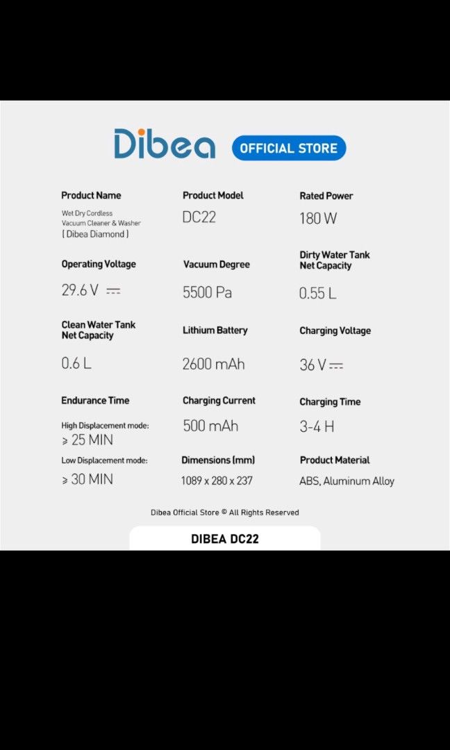 Dibea DC22 Cordless wet and dry vacuum, TV & Home Appliances, Vacuum Cleaner & Housekeeping on ...