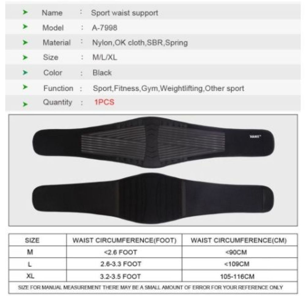 Fitness Spring Belt Lumbar Support Waist Back Strap Compression Springs ...