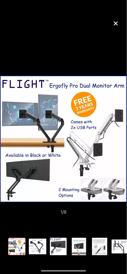 Flight Dual Ergofly Pro Monitor Arm LCD Arm Monitor Mount Vesa Monitor ...