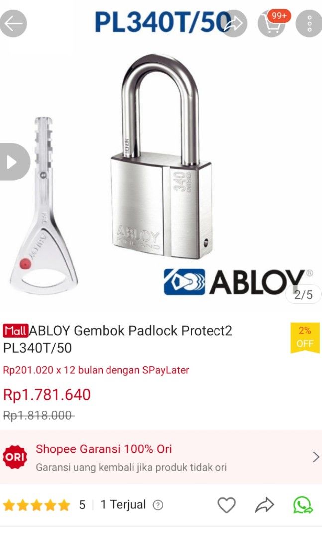 Gembok abloy seri 340 baru, Aksesoris Mobil di Carousell