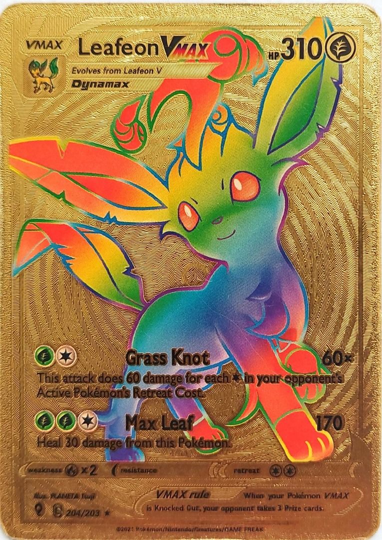 Golden Pokemon Card : Charizard VMAX, Blastoise VMAX, Leafeon VMAX and ...