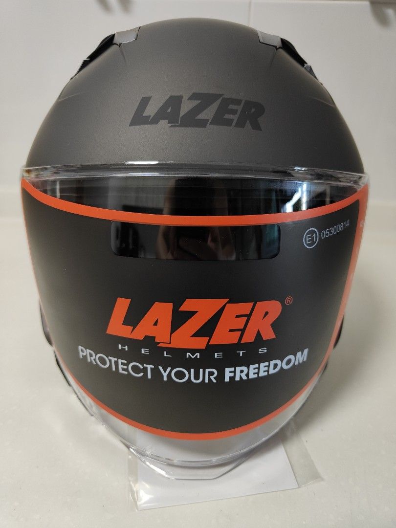 Lazer Matt grey helmet, Motorcycles, Motorcycle Accessories on Carousell