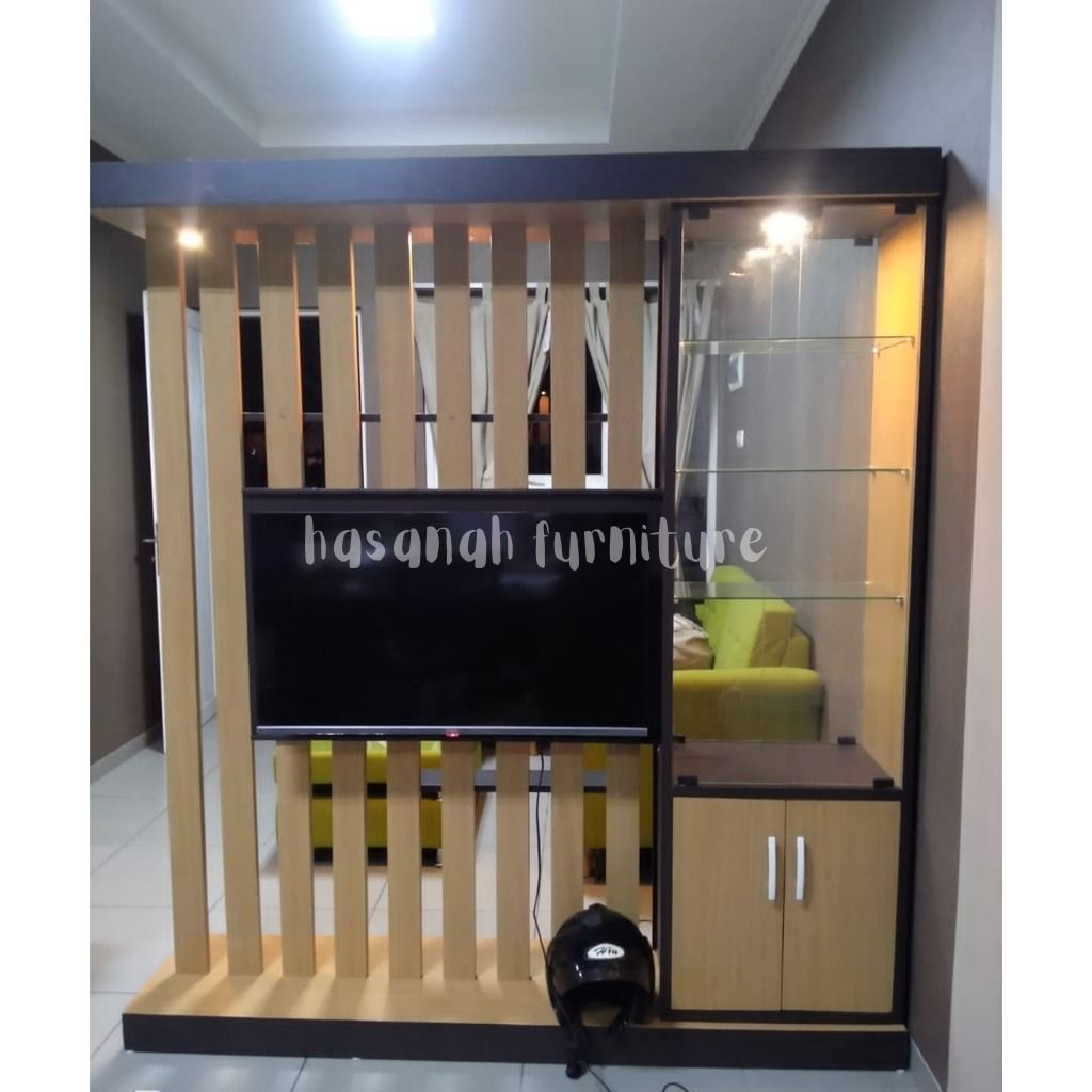 Lemari partisi ruangan tv murah minimalis | Pembatas/penyekat ruangan ...