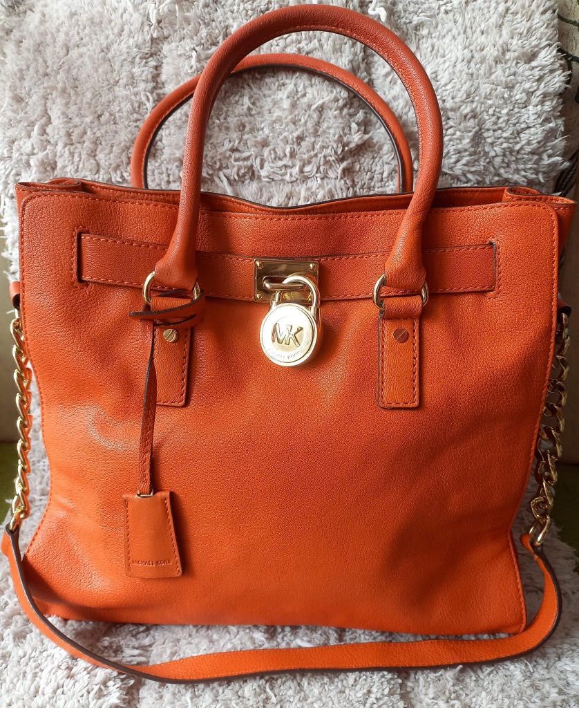 Michael Kors Hamilton orange, Fesyen Wanita, Tas & Dompet di Carousell