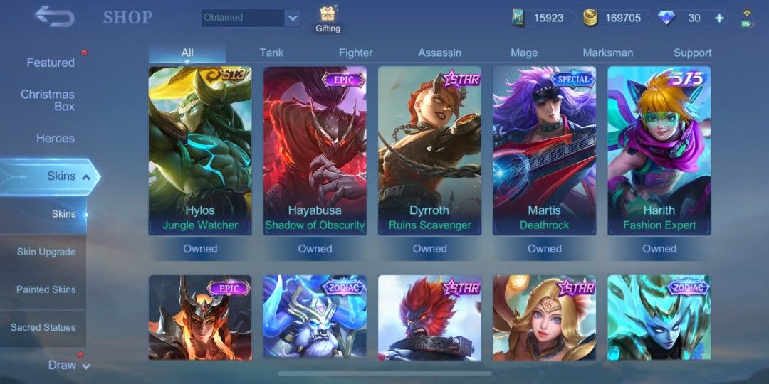 MLBB CHEAP STACKED ACC: KOF CHOU, legend GUSION!!, Video Gaming, Gaming ...