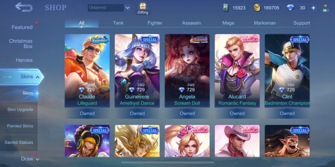 MLBB CHEAP STACKED ACC: KOF CHOU, legend GUSION!!, Video Gaming, Gaming ...