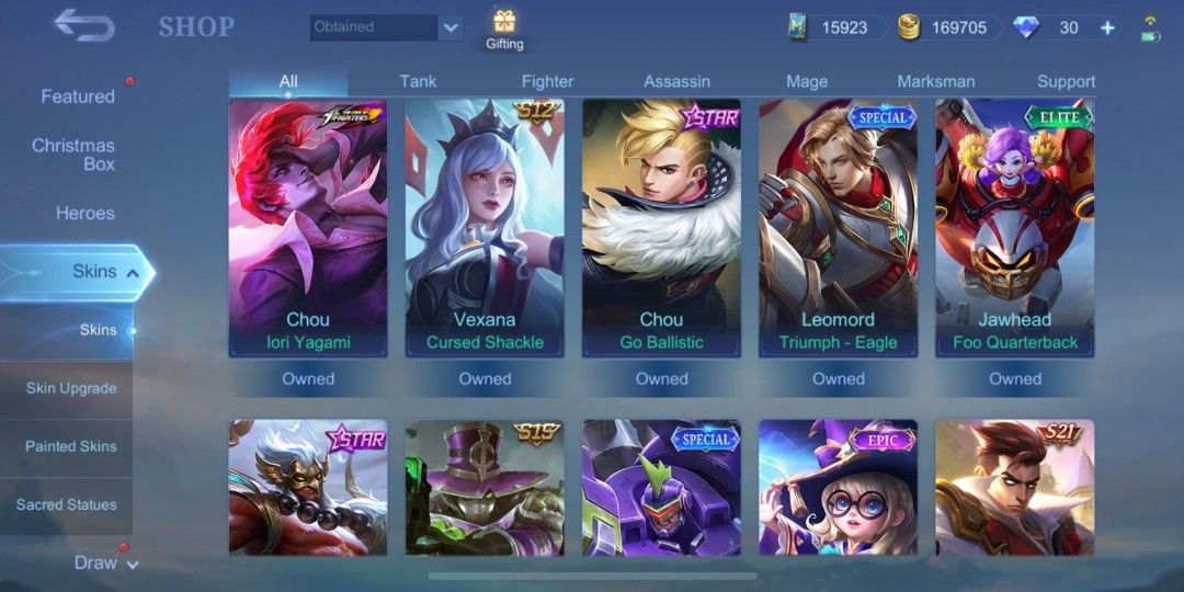 MLBB CHEAP STACKED ACC: KOF CHOU, legend GUSION!!, Video Gaming, Gaming ...