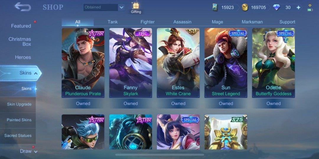 MLBB CHEAP STACKED ACC: KOF CHOU, legend GUSION!!, Video Gaming, Gaming ...