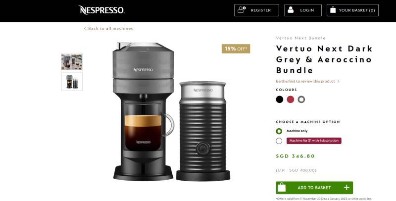 Nespresso Vertuo Next Dark Grey & Aeroccino Bundle, TV & Home ...