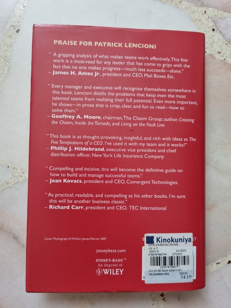 Non Fiction Book: The Five Dysfunctions of a TEAM, Hobbies & Toys, Books & Magazines, Fiction ...
