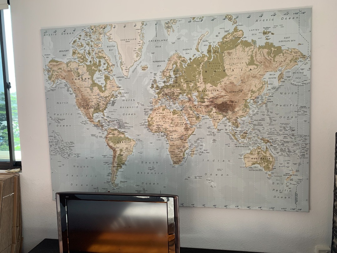Old classroom World Map, Furniture & Home Living, Home Decor, Frames ...