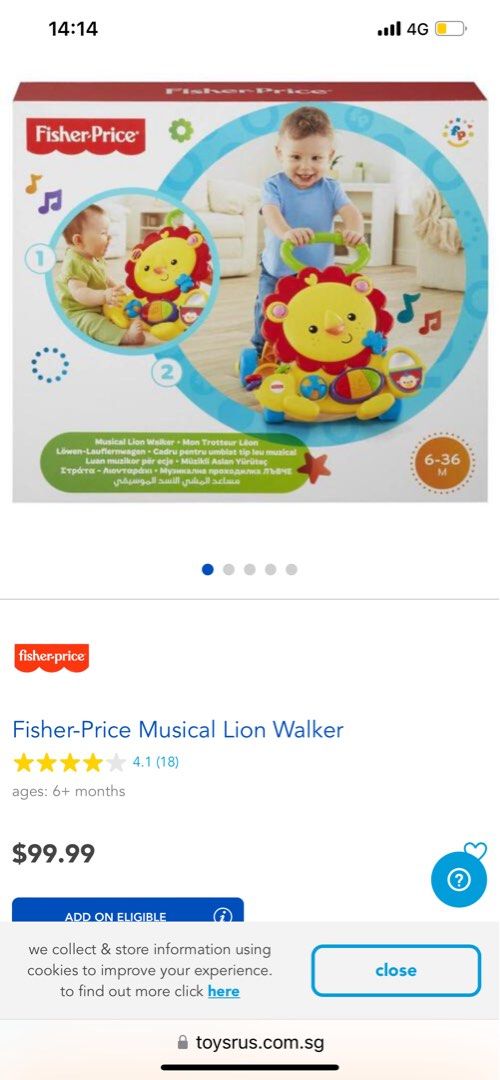 Original fisher price lion walker with sound and lights, Babies & Kids ...