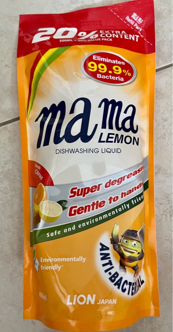 Pack of 6 refills Mama Lemon Fresh Citrus Dishwashing Liquid, Furniture ...