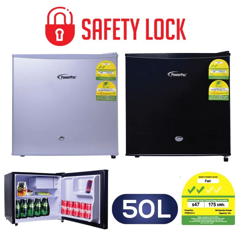 PowerPac Mini Bar Fridge 50L With Lock, TV & Home Appliances, Kitchen ...