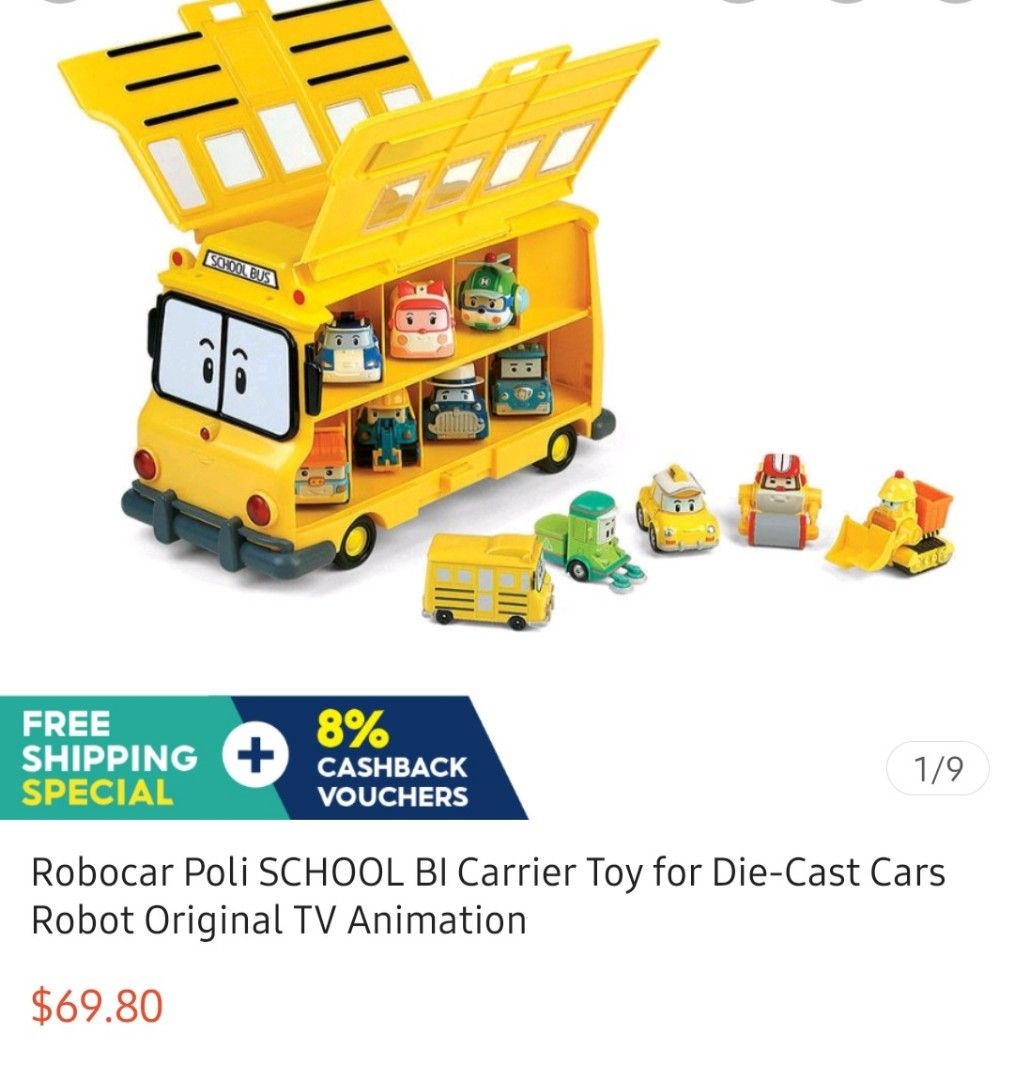 Robocar Poli SCHOOL BI Carrier Toy for Die-Cast Cars Robot Original TV ...