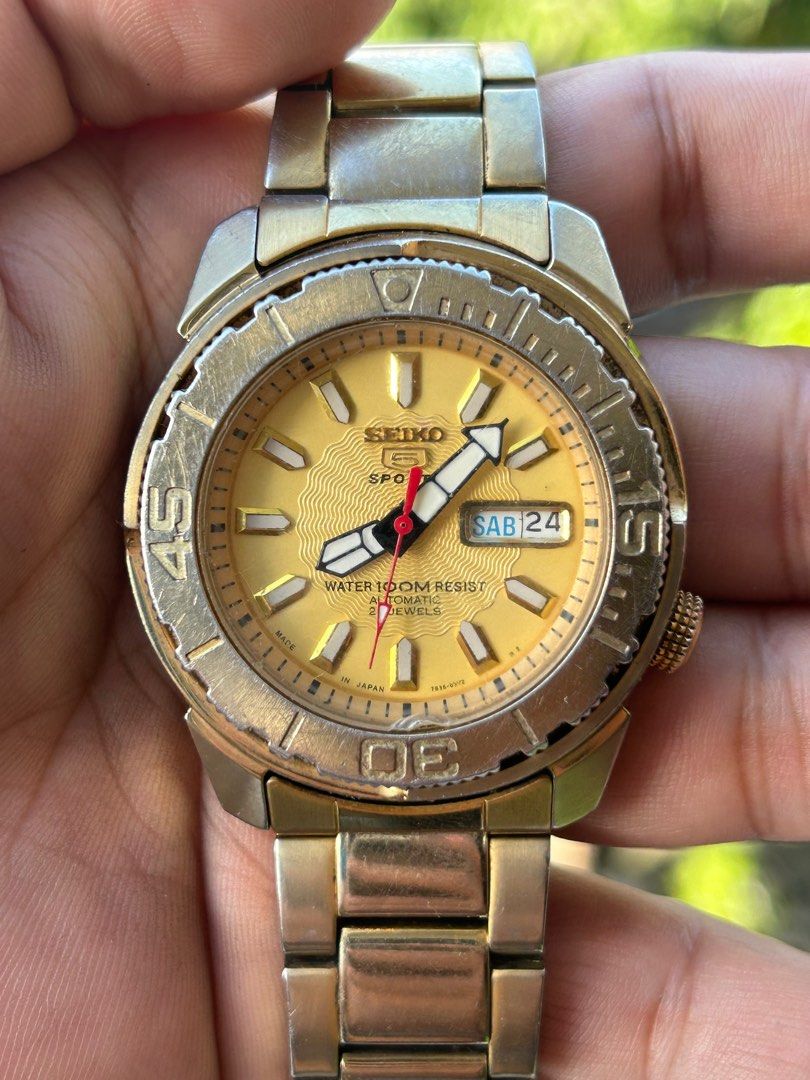 SEIKO 5 SPORTS GOLD PLATED, Men's Fashion, Watches & Accessories ...
