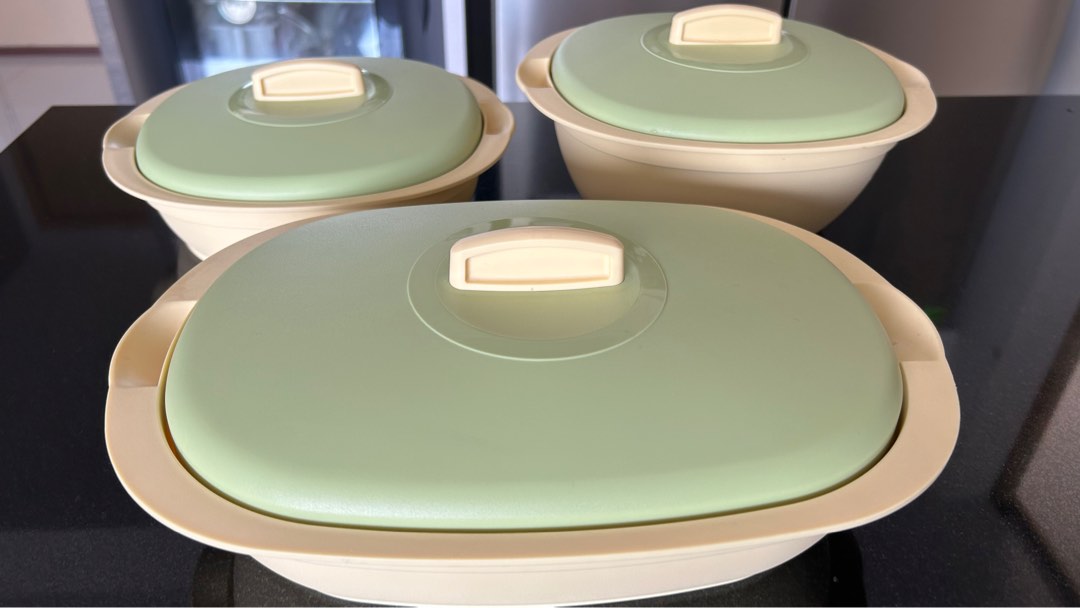 Set of 3 Tupperware Serving Dish, Furniture & Home Living, Kitchenware ...