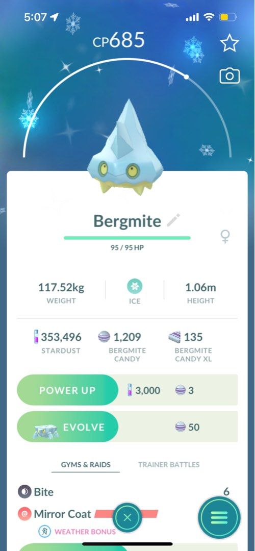 shiny bergmite pokemon go, Video Gaming, Gaming Accessories, In-Game ...
