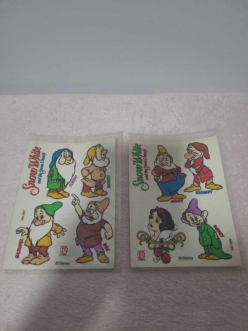 Snow White & Seven Dwarfs Reusable stickers, Hobbies & Toys, Stationery ...