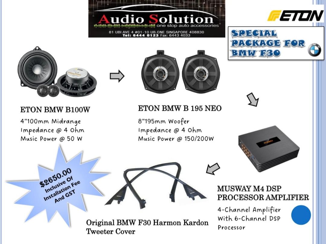 Special Package For BMW F30 (Eton BMW B100W,Eton BMW B190 Neo,Musway M4 DSP Processor Amplifier ...