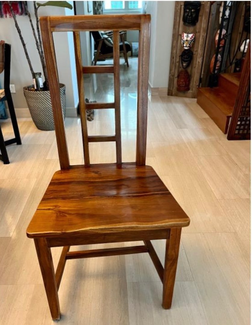 Teak Tall-backed Solid Wood Chair Dining, Furniture & Home Living ...