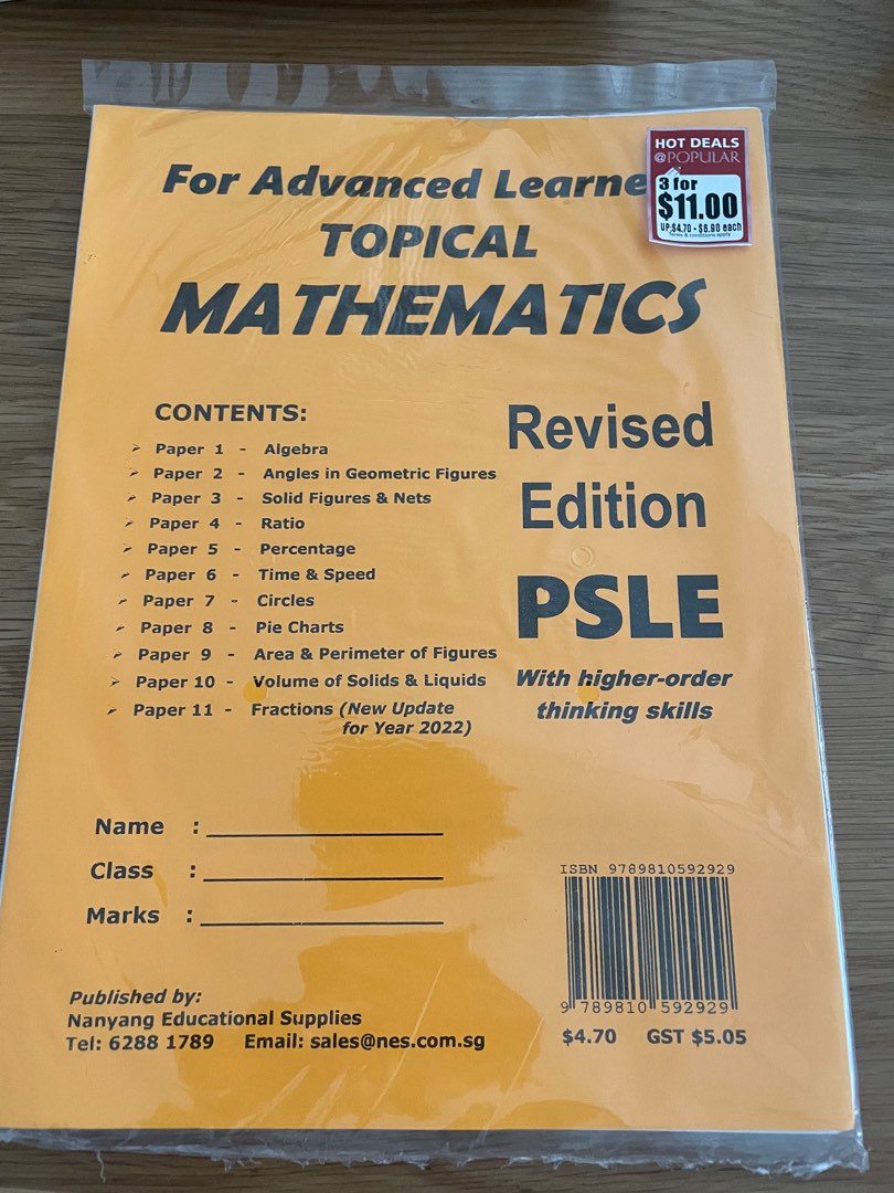 Topical mathematics papers, for advanced learning, psle, Hobbies & Toys ...