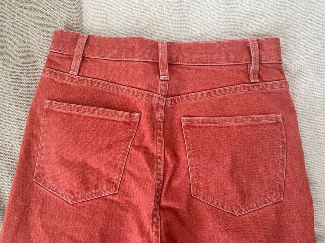 UNIQLO Red Denim Jeans, Women's Fashion, Bottoms, Jeans on Carousell