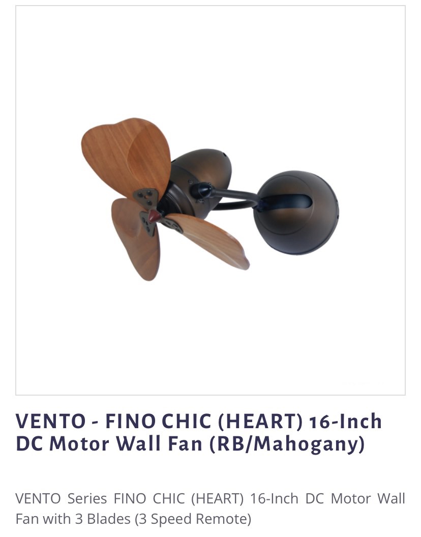 VENTO - FINO CHIC (HEART) 16-Inch DC Motor Wall, Furniture & Home ...