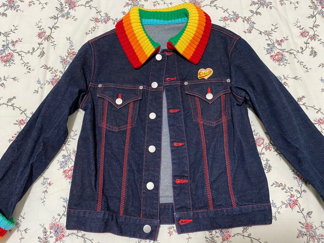 vintage rainbow denim jacket, Women's Fashion, Coats, Jackets and ...
