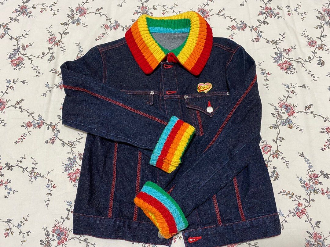 vintage rainbow denim jacket, Women's Fashion, Coats, Jackets and ...