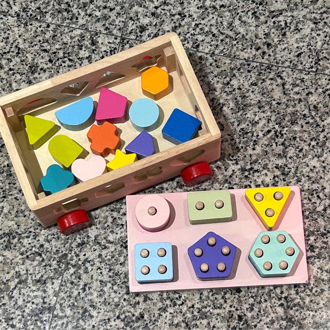 Wooden Montessori Shape Sorting Car Educational Toy, Babies & Kids ...