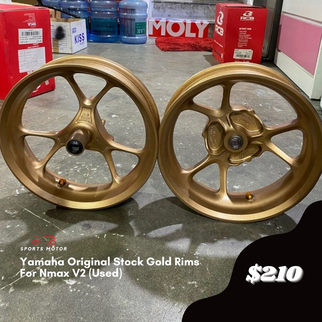YAMAHA ORIGINAL STOCK GOLD RIMS FOR NMAX V2, Motorcycles, Motorcycle ...
