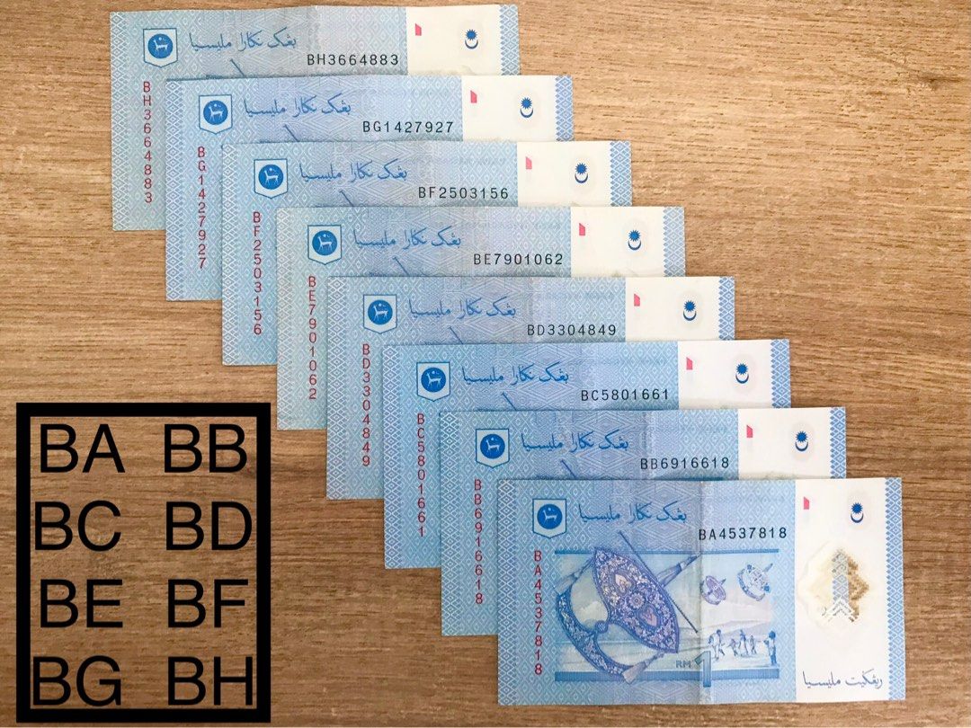 24pcs RM 1 Prefix BA to BZ Satu Ringgit Malaysia RM1 Series 12th Siri ...