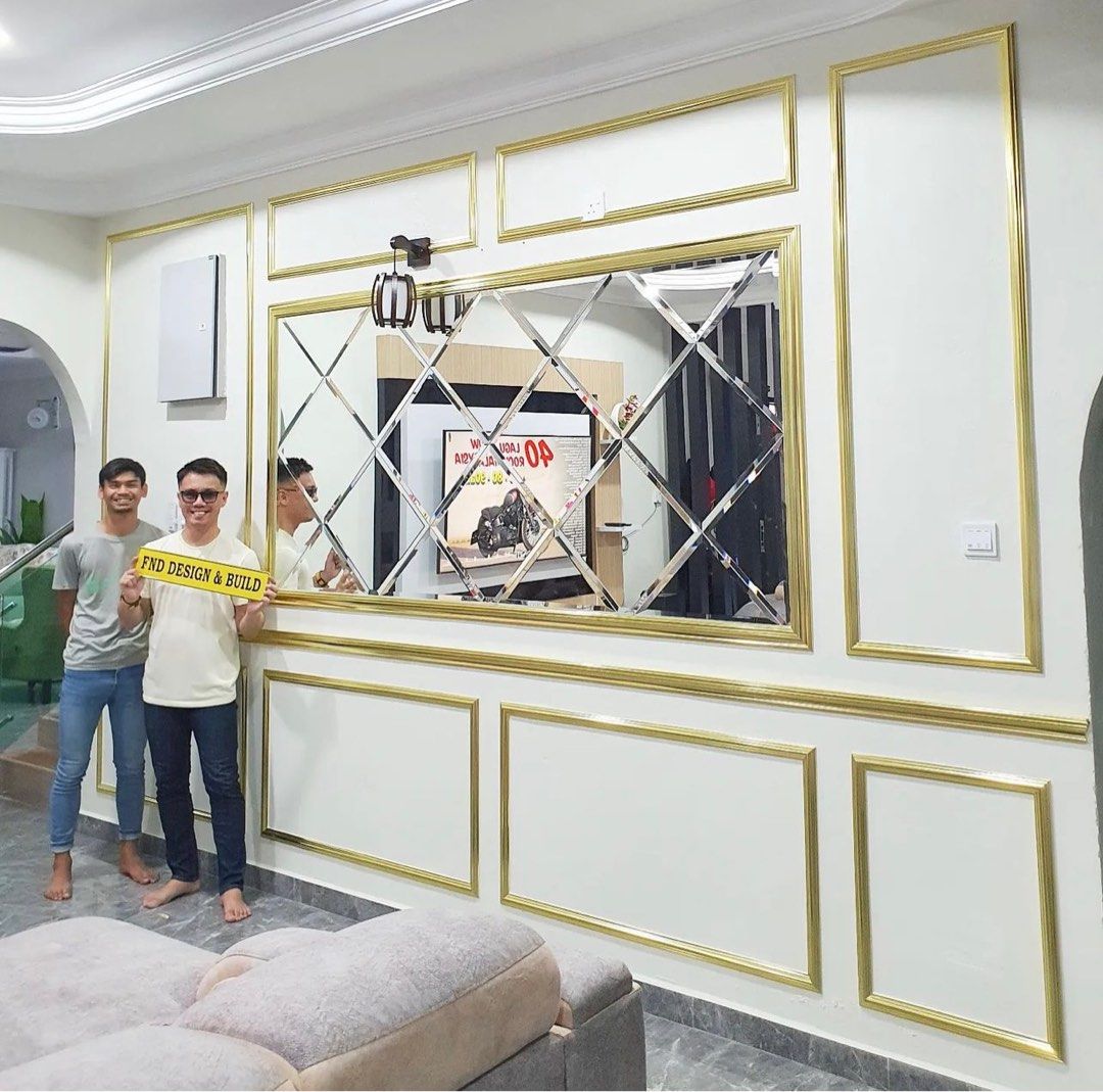 4ft(h) x 7ft(w) Clear Mirror Diamond Design DIY, Furniture & Home ...