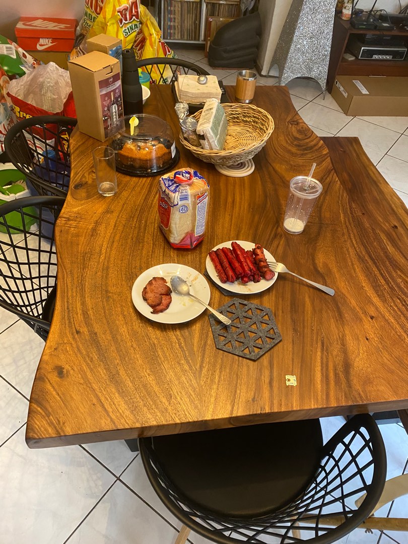 6-8 pax Dining Table Acacia Wood, Furniture & Home Living, Bathroom ...