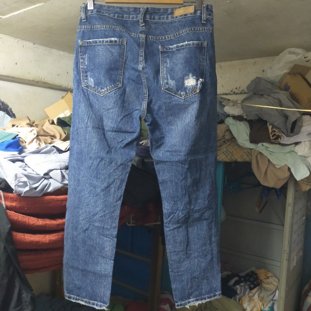 Acne studios denim TATTERED pants, Luxury, Apparel on Carousell